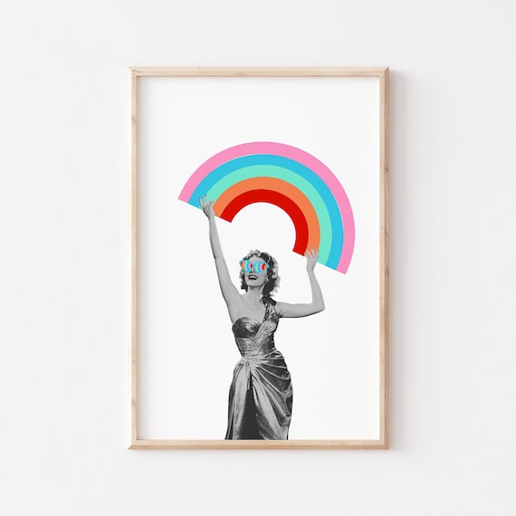 Fun Eclectic Wall Art Surreal Print Funky Retro Poster | Etsy