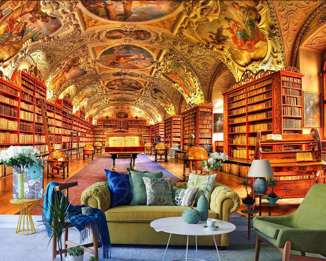 Wall Mural Library, Magical Library, Old Library, Falls, Photo ...