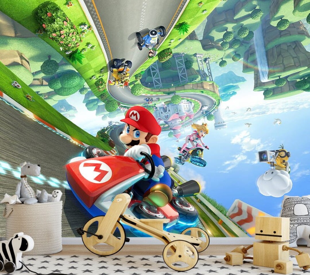 Nursery Wall Mural Mario Kart 8 Photo Wallpaper Kids Room Wall Decor - Etsy