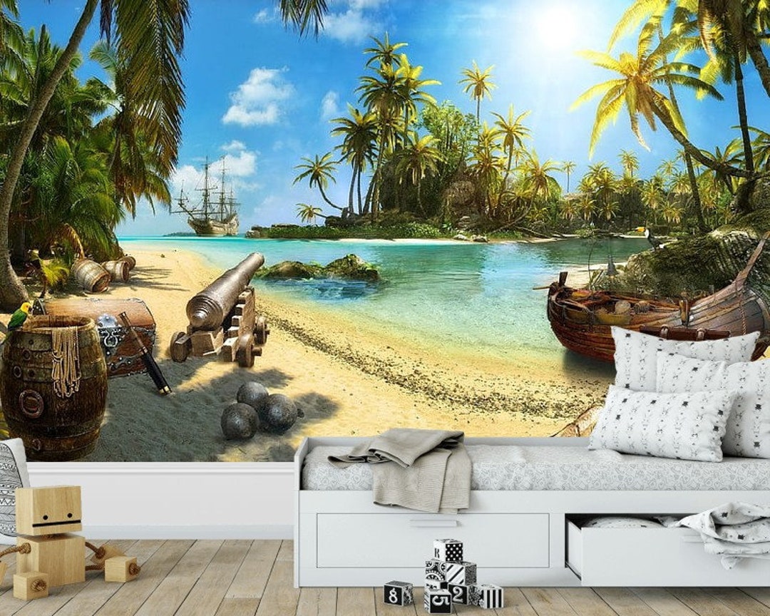 Wall Mural Pirate Island, Pirate Ship, Pirate's Treasure, Photo ...