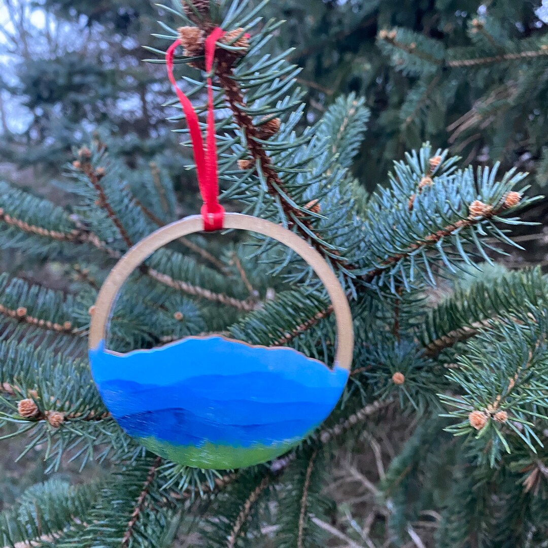 Blue Ridge Mountain Hand Painted Ornament, Personalized Christmas Decor ...