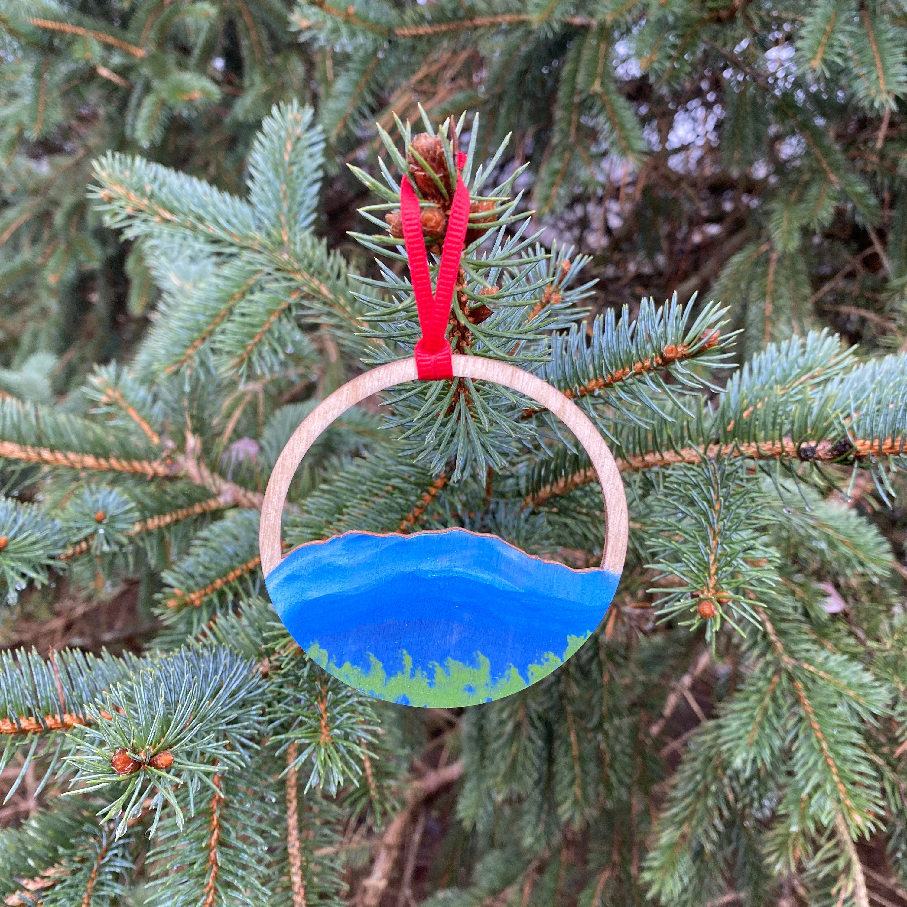 Blue Ridge Mountain Hand Painted Original Ornament, Mountain Christmas ...