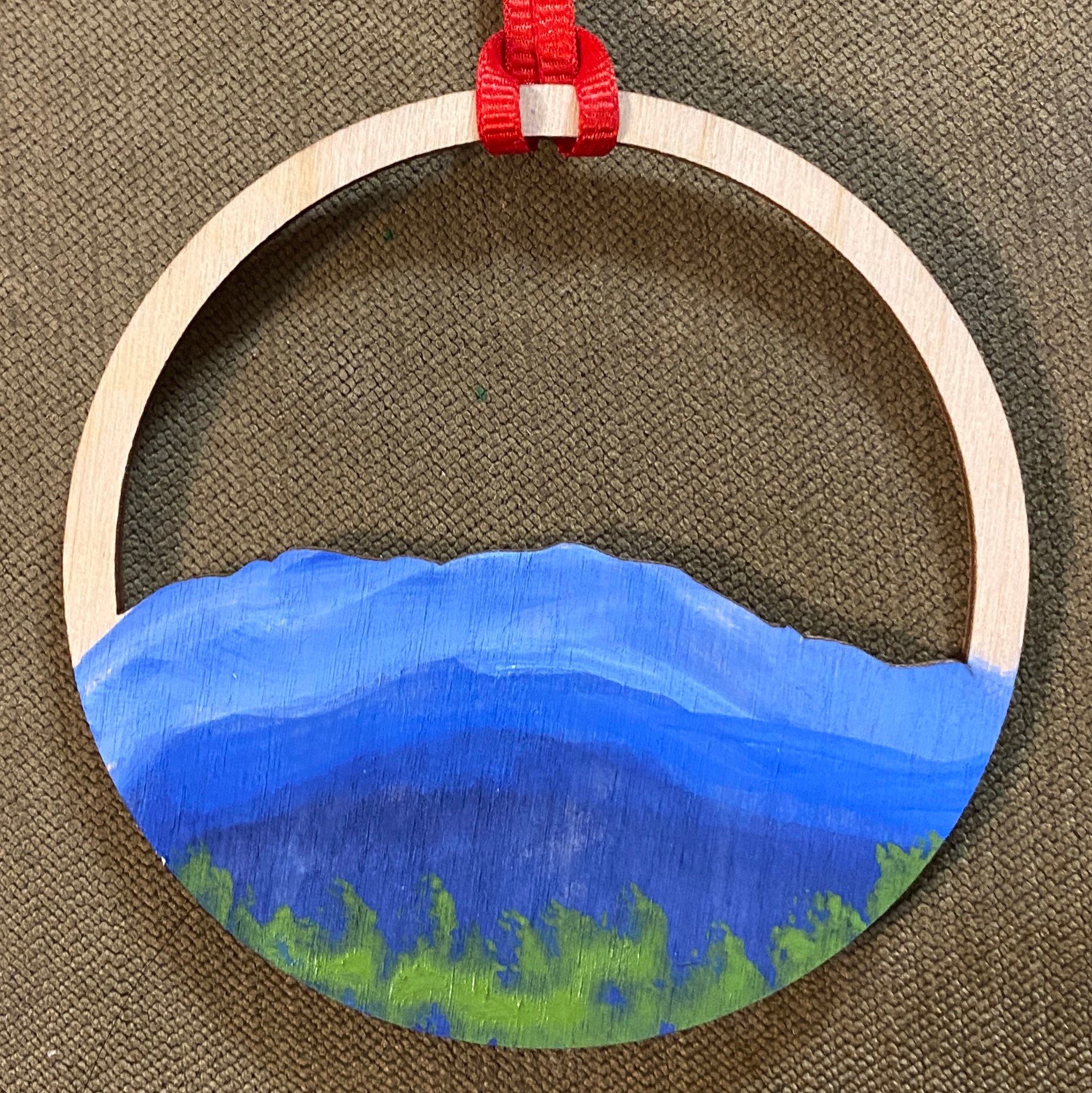 Blue Ridge Mountain Hand Painted Original Ornament, Mountain Christmas ...