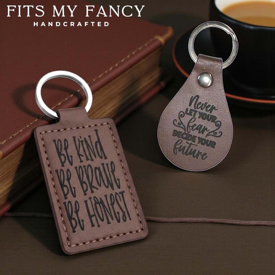 Engraved Leather Keychain | Personalized Message, Name - Etsy
