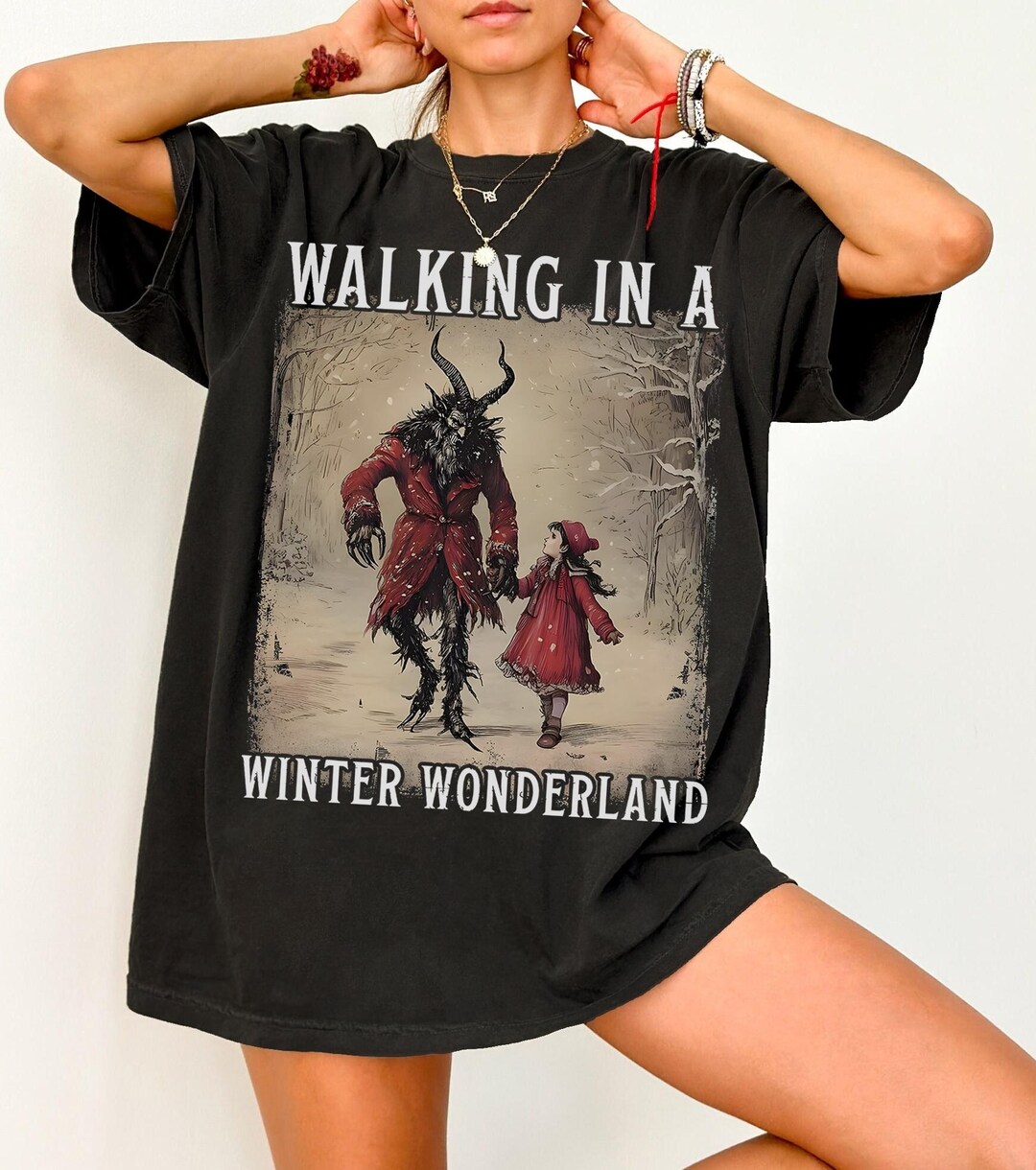 Krampus Winter Wonderland T Shirt, Creepy Dark Holiday Horror ...