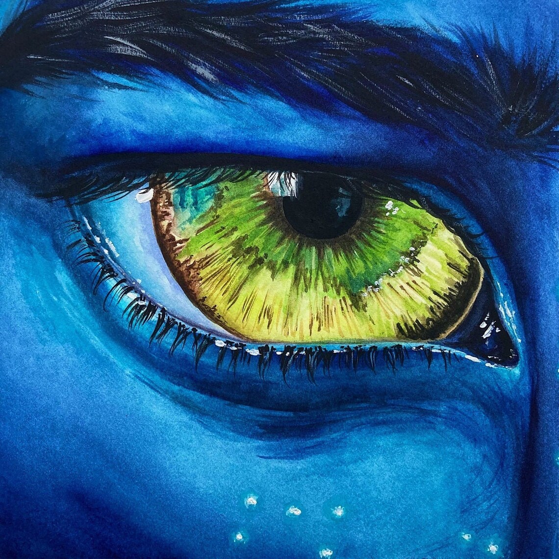 Watercolor Gouache Eye. Avatar Eye. Movie Sketch | Etsy