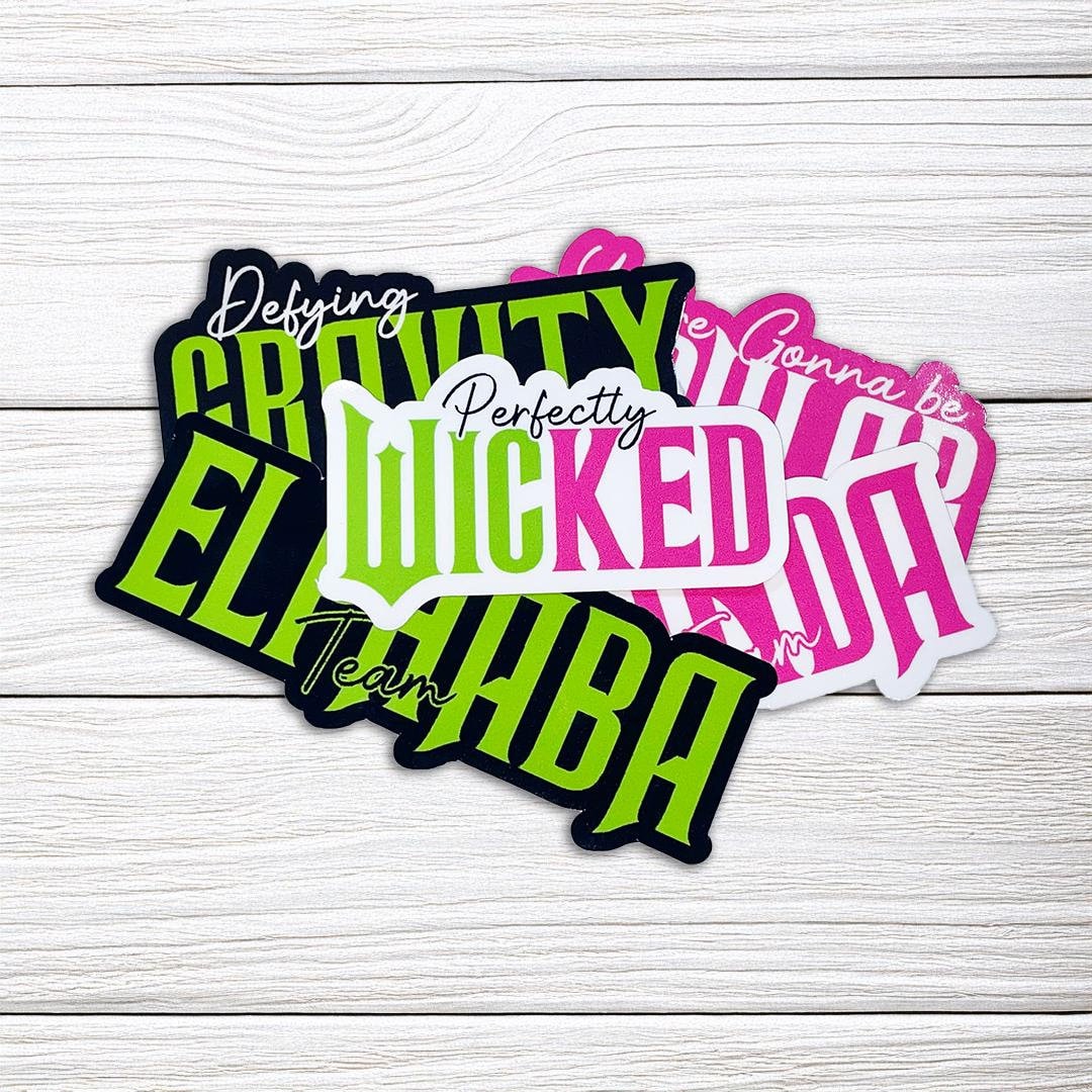 Wicked Vinyl Stickers Pack of 5 - Waterproof, Elphaba & Glinda Inspired ...