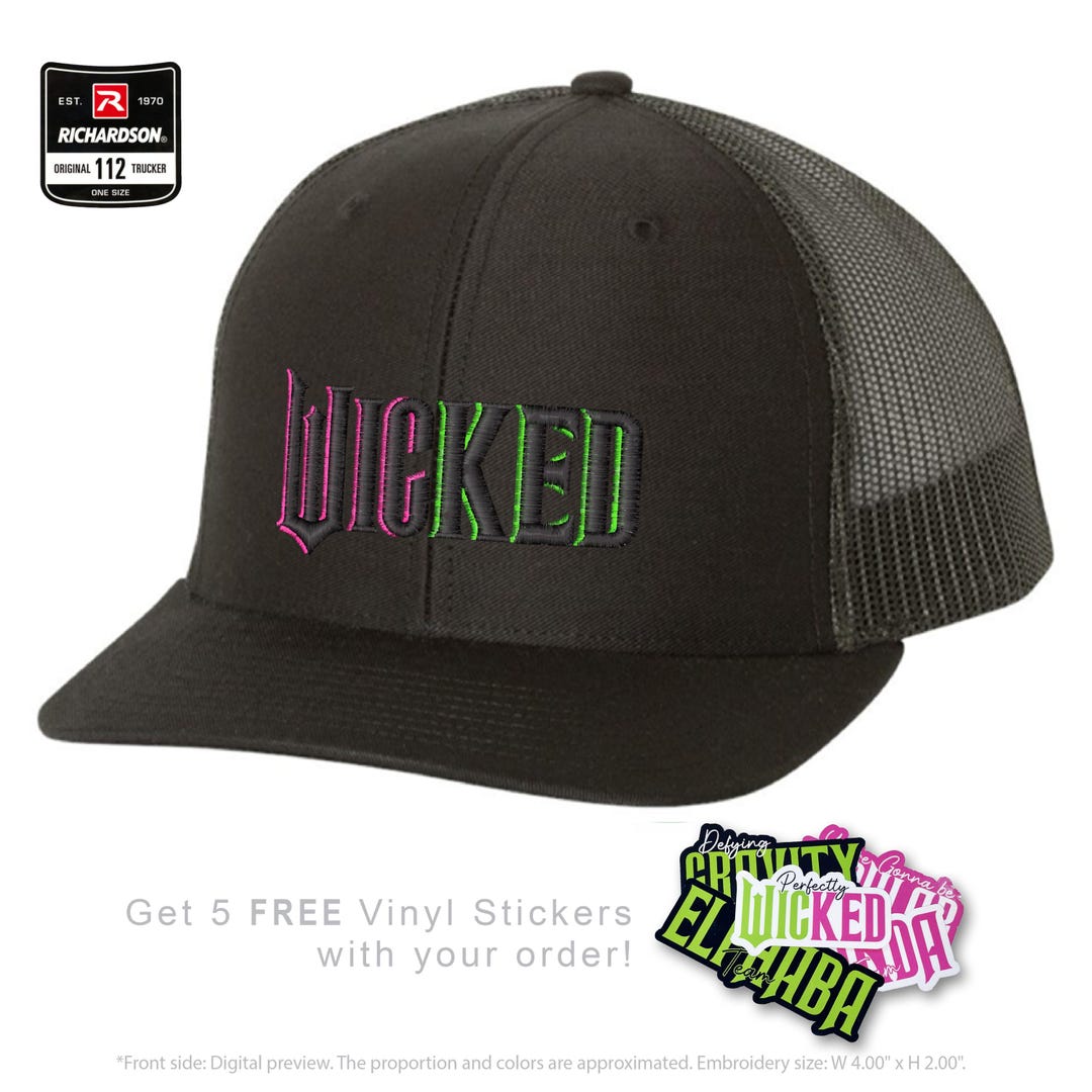 Wicked Trucker Snapback Hat - Wicked Embroidered Broadway Musical Gift ...