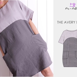 Sewing Pattern PDF Easy Tunic Dress With Pockets / Sizes US 0-26, UK 4 ...