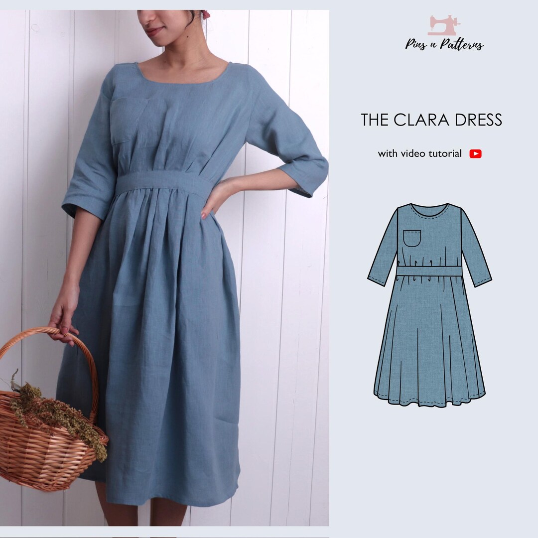 Sewing Pattern PDF Easy Gathered Dress / Sizes US 0-26, UK 4-30 ...