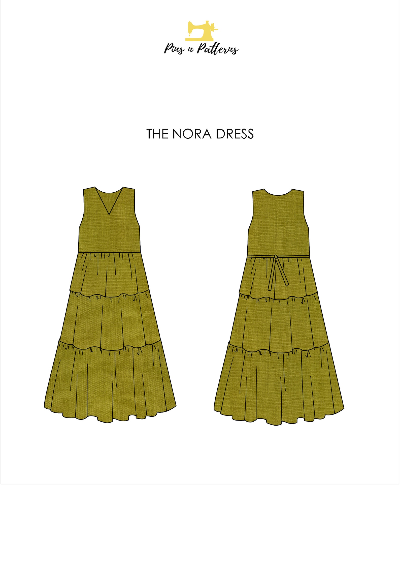 Sewing Pattern PDF Easy Tiered Dress / Sizes US 0-26, UK 4-30 (beginner ...