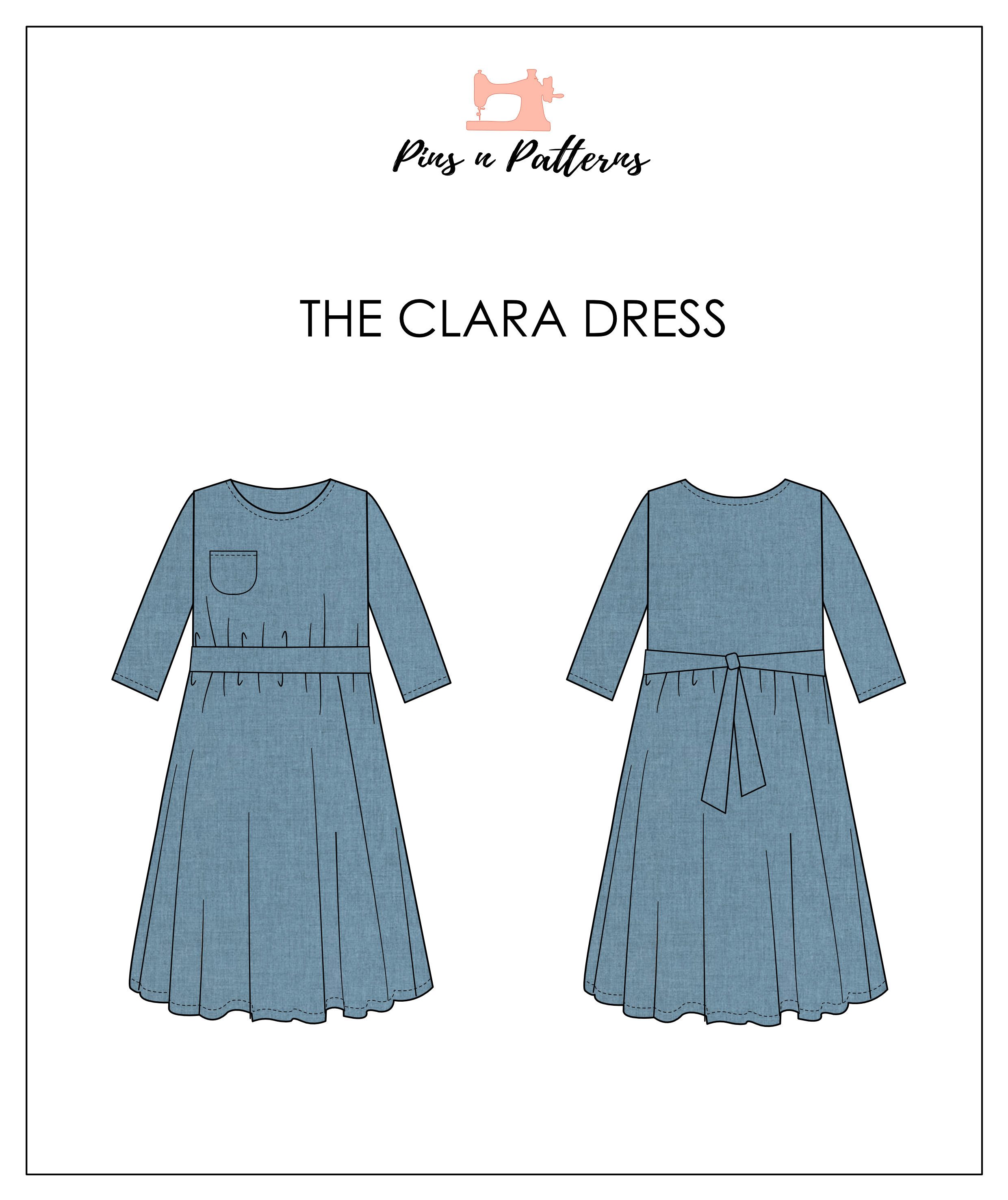 Sewing Pattern PDF Easy Gathered Dress / Sizes US 0-26, UK 4-30 ...