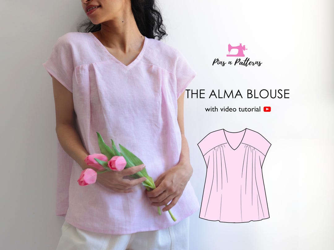 Sewing Pattern PDF Easy Summer Blouse / Sizes US 0-26, UK 4-30 ...