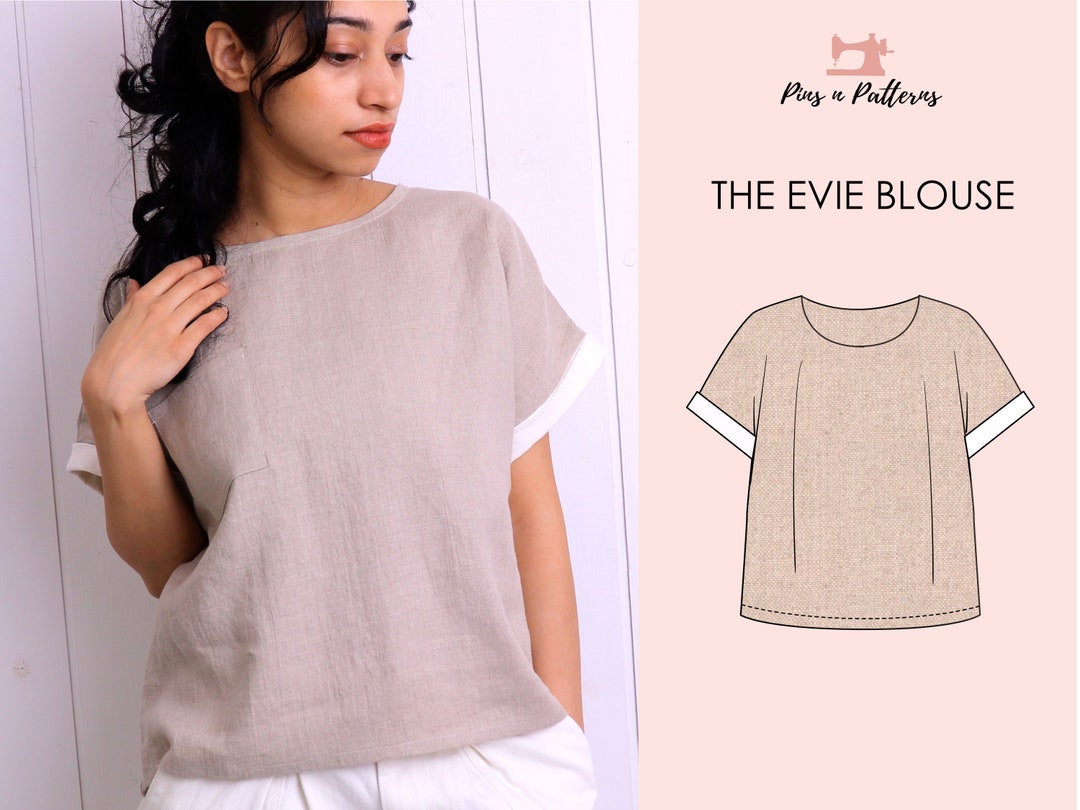 Sewing Pattern PDF Easy Linen Blouse With Cuffs / Sizes US 0-26, UK 4 ...