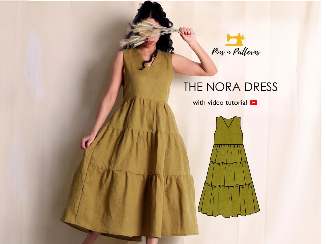 Sewing Pattern PDF Easy Tiered Dress / Sizes US 0-26, UK 4-30 (beginner ...