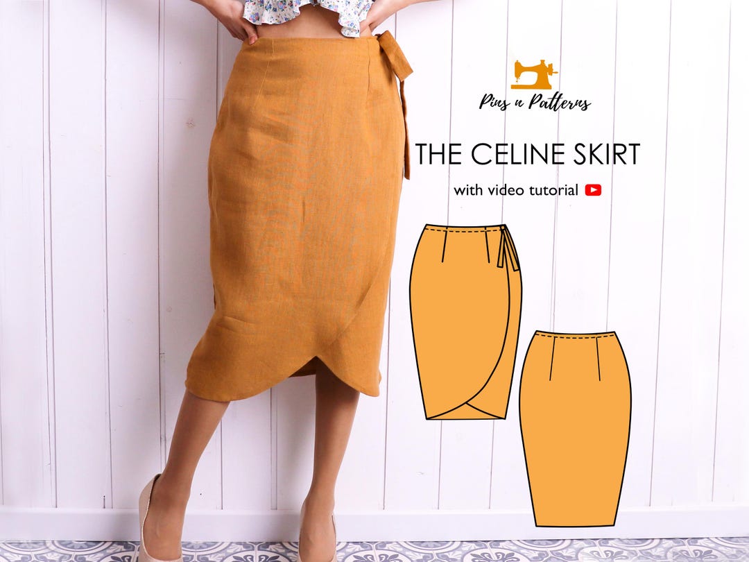 Easy Wrap Skirt Sewing Pattern PDF: Tulip Hem, Beginner Friendly (US 0 ...