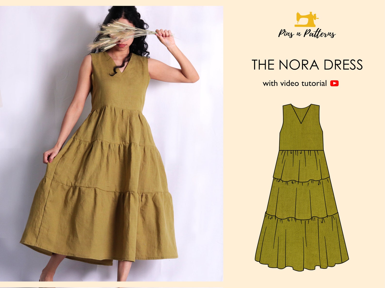 Sewing Pattern PDF Easy Tiered Dress / Sizes US 0-26, UK 4-30 (beginner ...