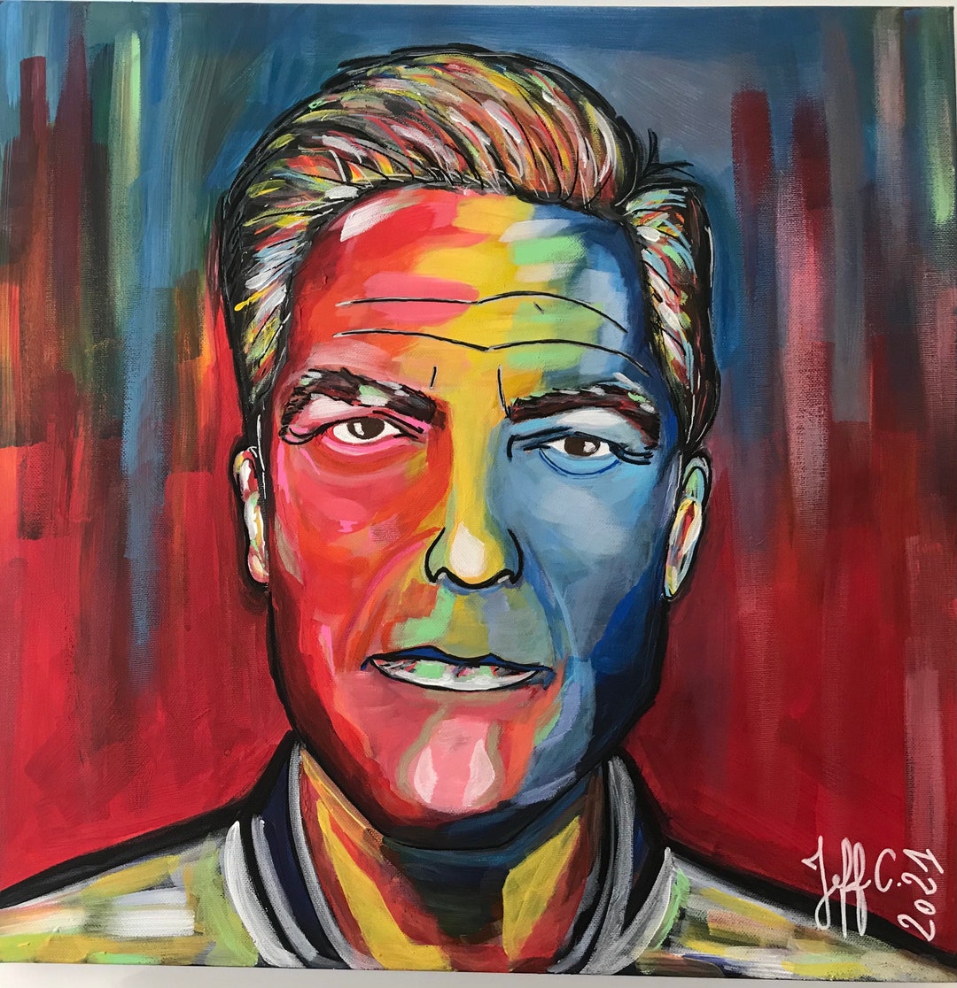 Acrylic Painting Portrait Actor Comedian George Clooney - Etsy
