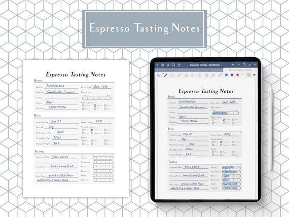 Espresso Tasting Notes PDF Printable Download Goodnotes - Etsy