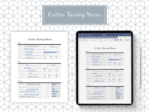 Coffee Tasting Notes PDF Printable Download Goodnotes - Etsy
