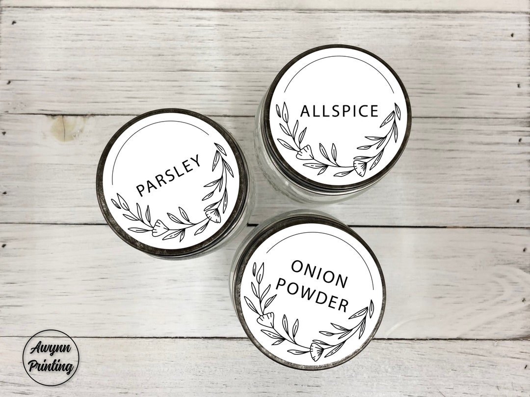 30 Round Spice Lid Labels • 30 Labels Included • Waterproof • 1.5 ...