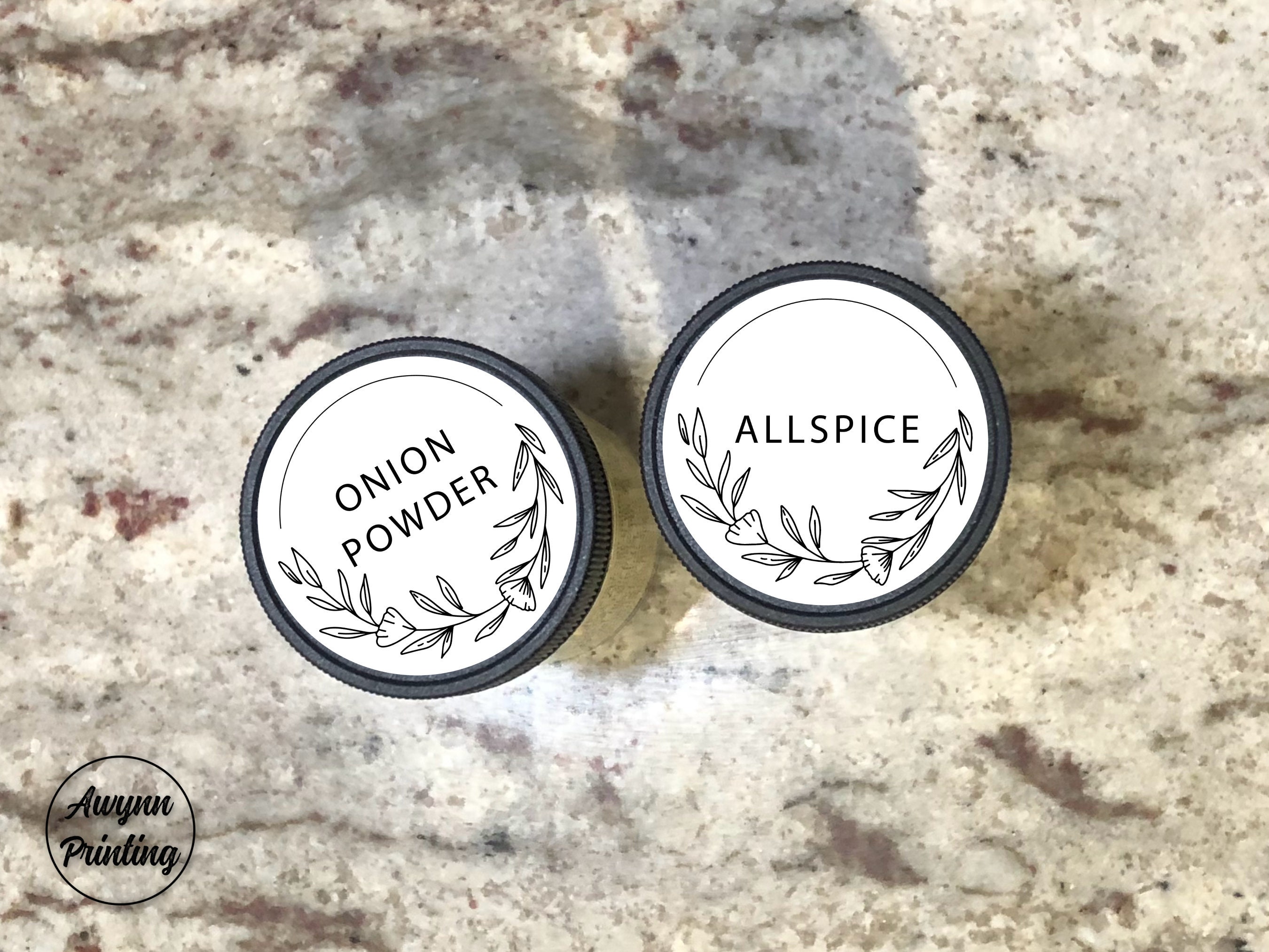 30 Round Spice Lid Labels • 30 Labels Included • Waterproof • 1.5 ...