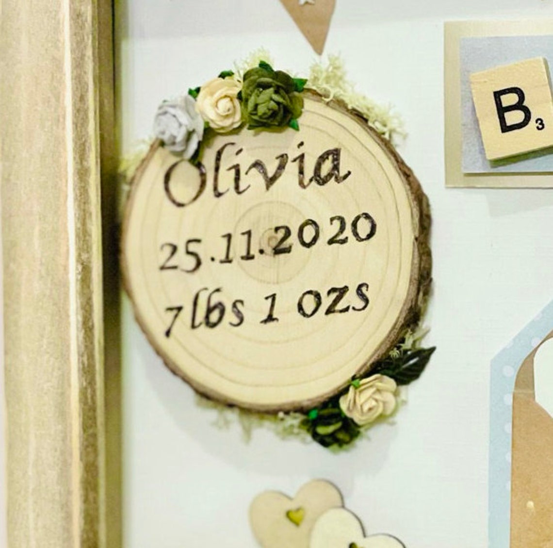 New Baby Girl/baby Boy Frame, Personalised Baby Box Frame, Rustic Frame ...