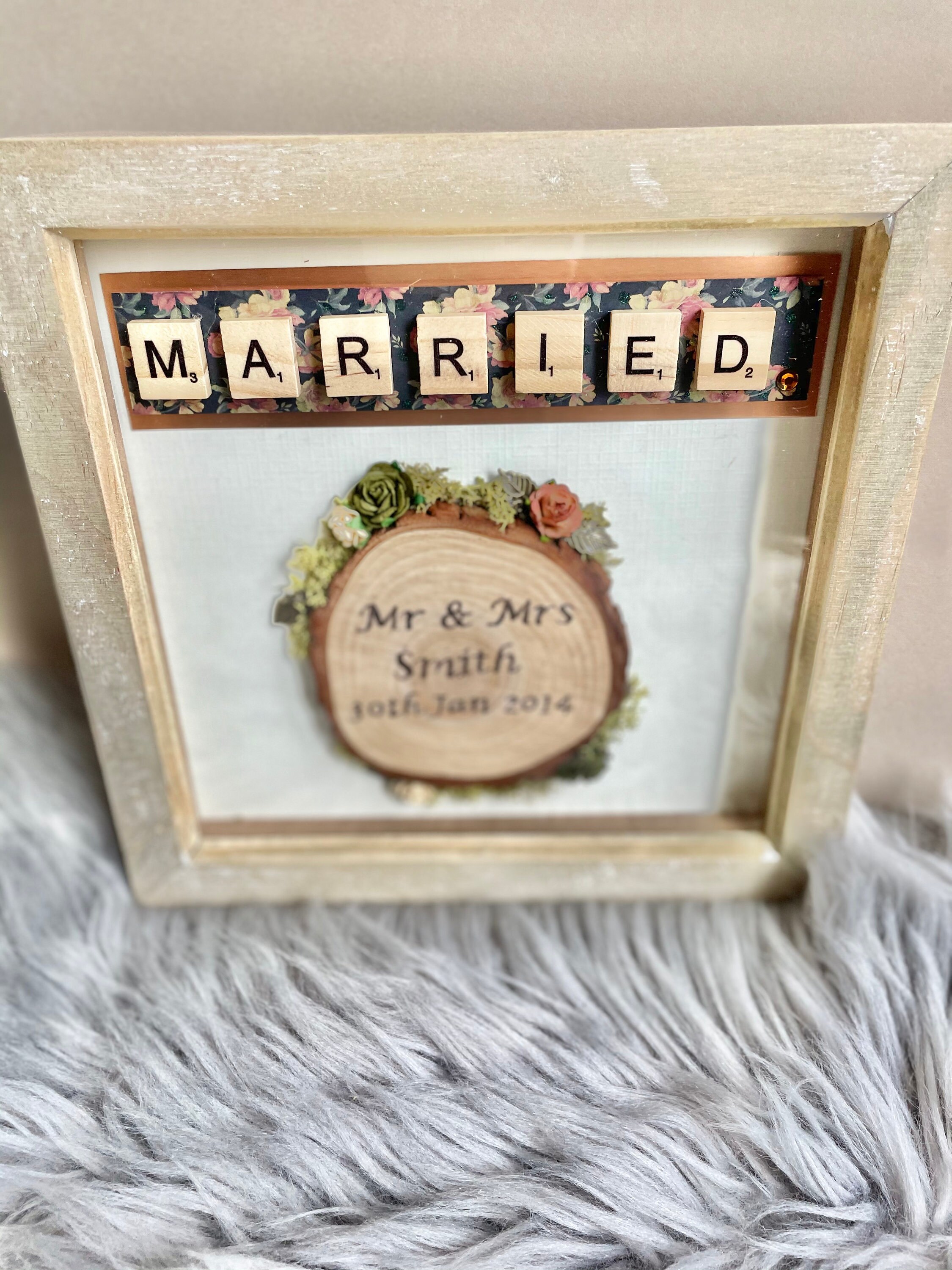 Personalised Engraved Wedding Box Frame, New Mr & Mrs, Rustic Married ...