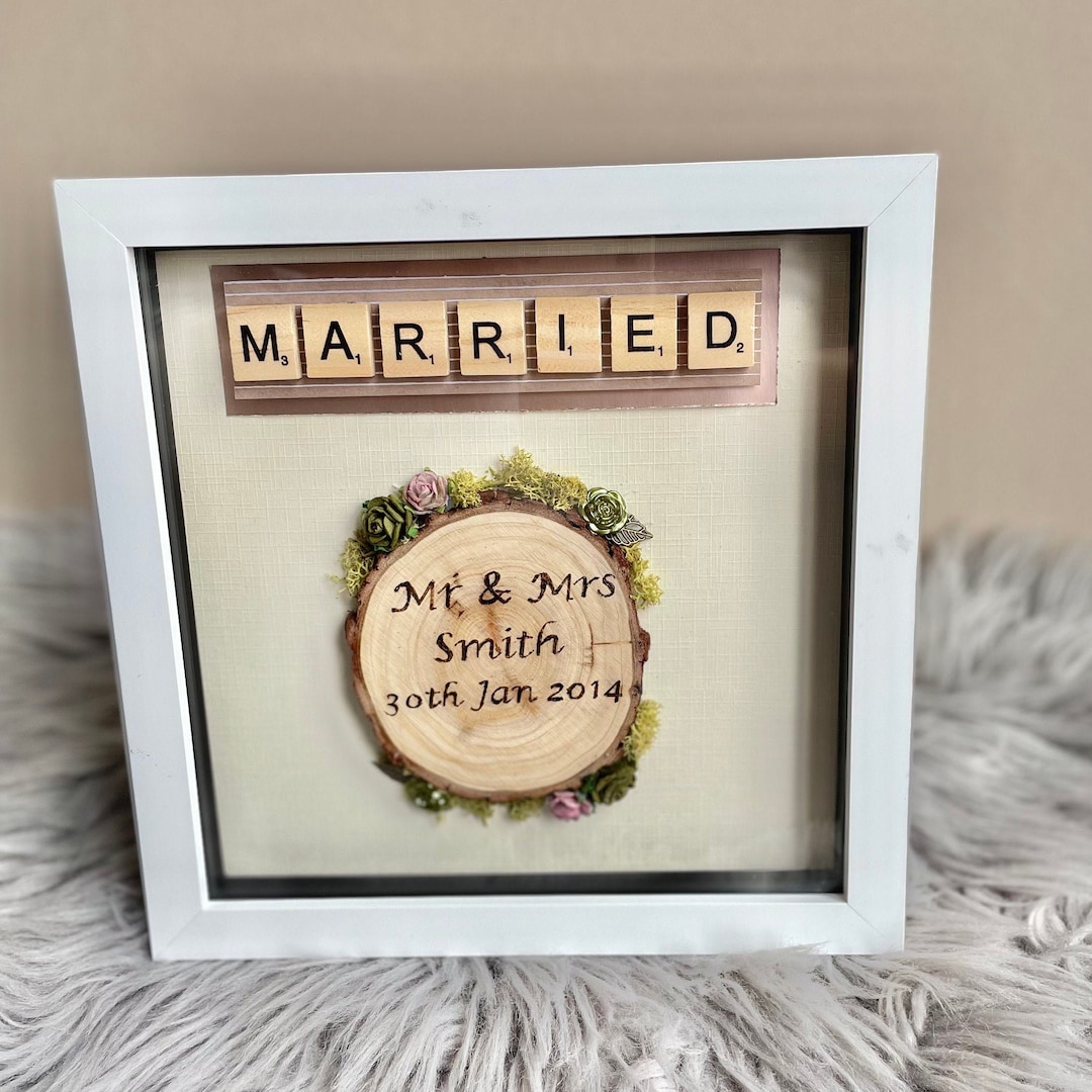 Personalised Engraved Wedding Box Frame, Unique Mr and Mrs Gift ...