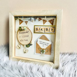 New Baby Girl/baby Boy Frame, Personalised Baby Box Frame, Rustic Frame ...