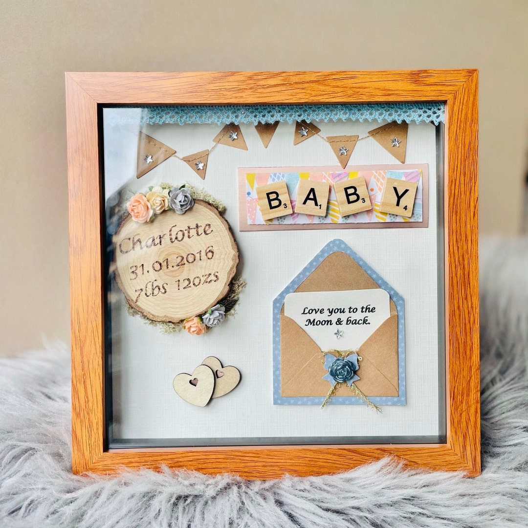 New Baby Girl Gift, Personalised Baby Boy Box Frame, New Arrival ...