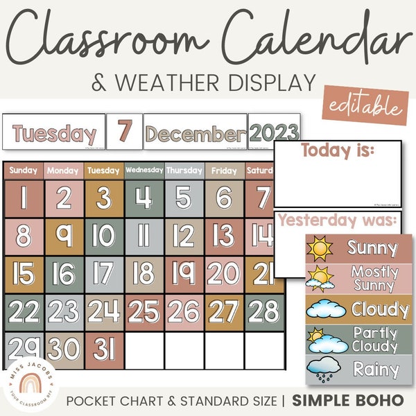 Classroom Calendar Printable - Etsy