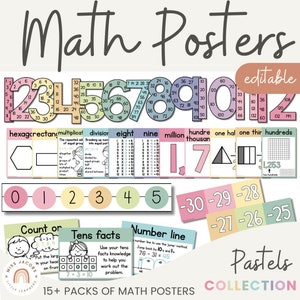 Math Posters Bundle SPOTTY PASTELS Muted Rainbow Classroom Decor - Etsy