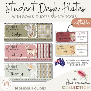 Student Name Tags & Goals Desk Plates | Australiana Classroom Decor ...