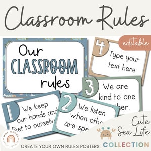 Classroom Rules Posters for Classroom Management Cute Sea Life Decor ...