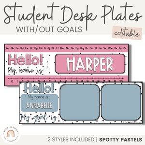 Student Name & Goals Plates | SPOTTY PASTELS | EDITABLE - Etsy