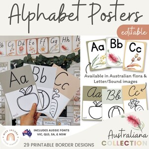 Australian Alphabet Posters | Flora and Fauna Classroom Decor - Etsy