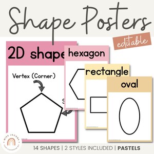2D Shape Posters Groovy PASTELS Calming Pastel Classroom - Etsy