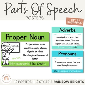 Parts of Speech Posters RAINBOW BRIGHTS - Etsy