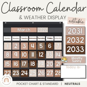 Classroom Calendar and Weather Display OMBRE NEUTRALS - Etsy