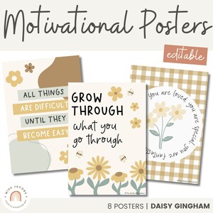 Motivational Classroom Posters Growth Mindset Bulletin Board Daisy ...