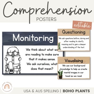 Comprehension Strategy Posters Rustic BOHO PLANTS Decor - Etsy