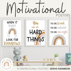 Modern BOHO RAINBOW Motivational Posters Neutral Rainbow - Etsy