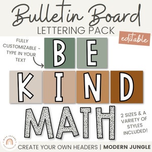 Bulletin Board Lettering Pack | EDITABLE | Modern Jungle Classroom ...