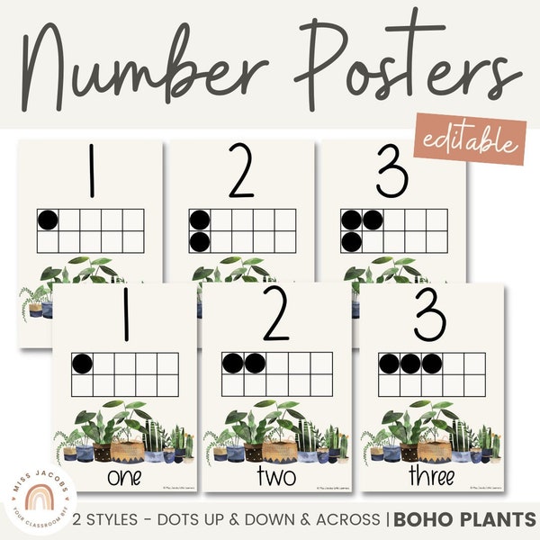 Number Posters With Ten Frame - Etsy