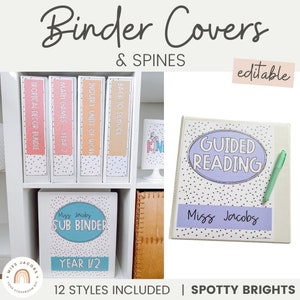 Binder Covers and Spines SPOTTY BRIGHTS Editable - Etsy