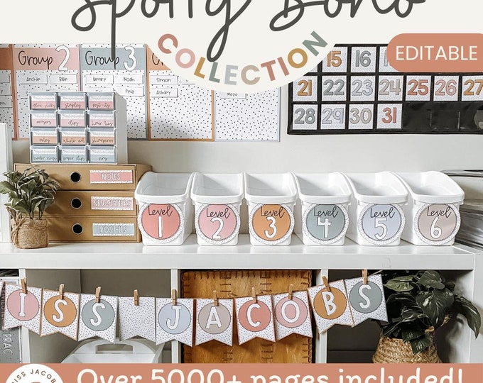 Spotty Boho Classroom Decor Bundle, Rainbow Calm Colors Classroom Theme ...