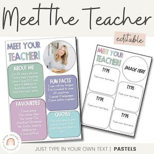 Meet the Teacher Editable Canva Template, Boho Rainbow Classroom Decor ...
