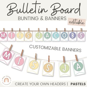 Bulletin Board Bunting PASTELS Editable - Etsy Australia