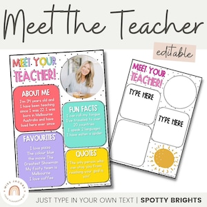 Meet the Teacher | SPOTTY BRIGHTS | Editable - Etsy